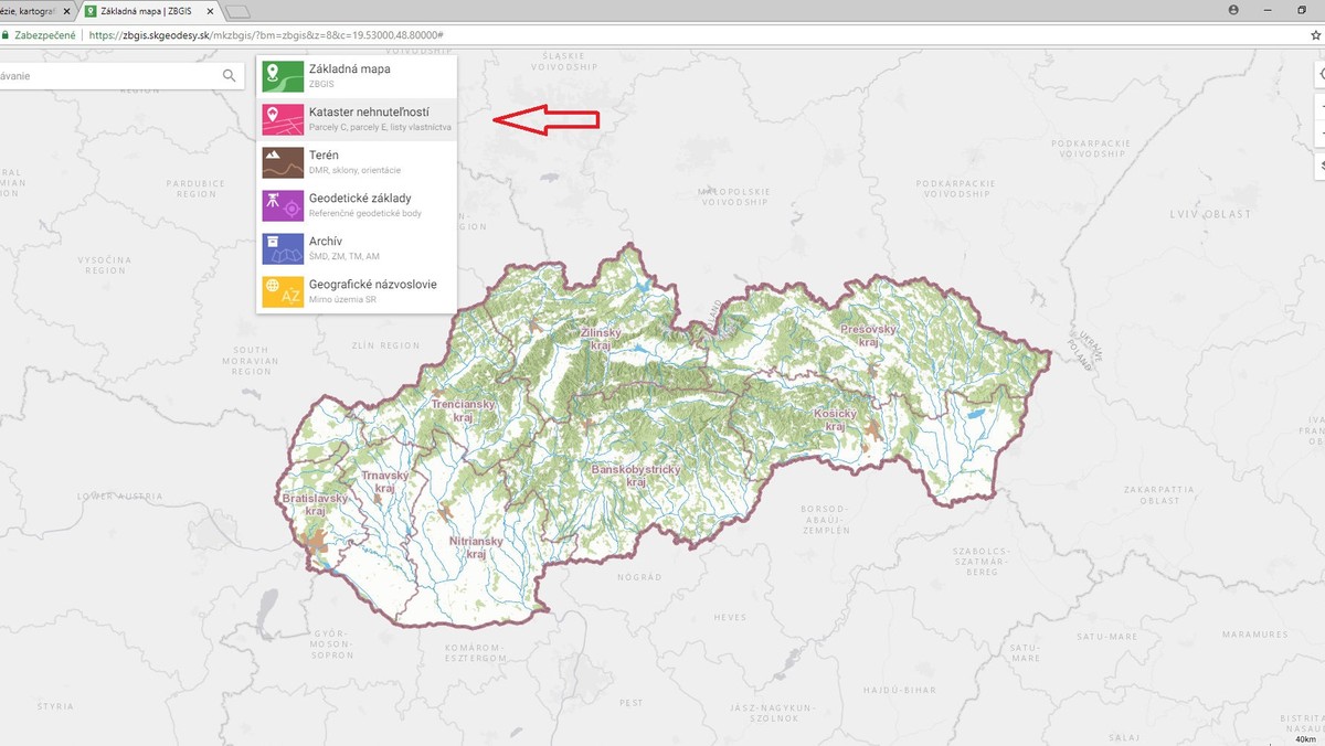 Následne si otvoríte tému Kataster nehnuteľností https://zbgis ...