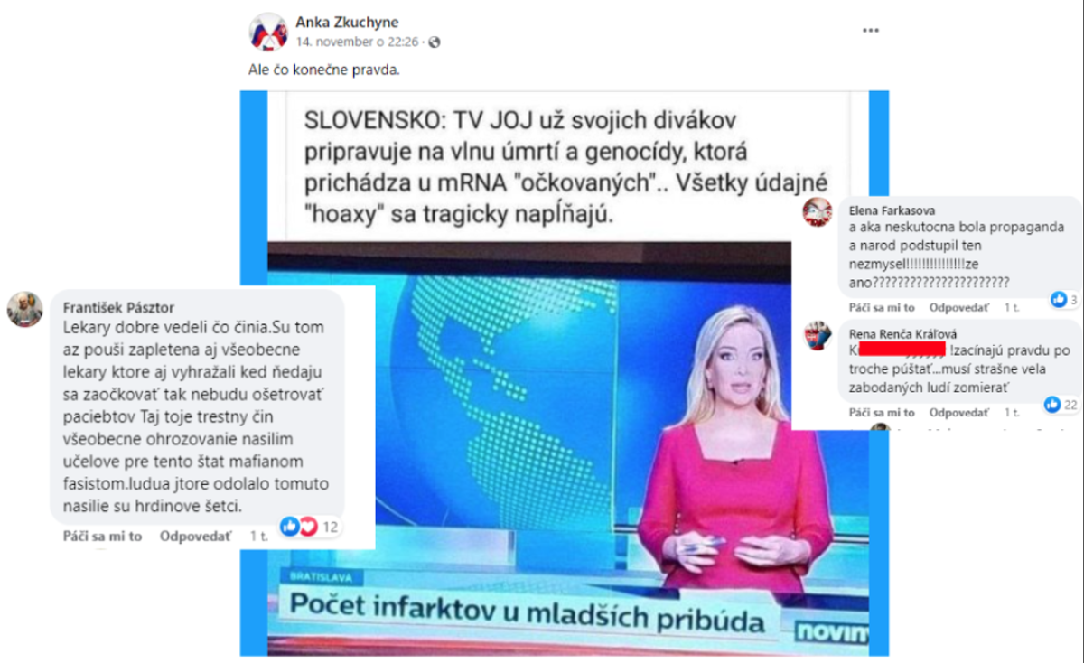 Hoax z reportáže TV JOJ: Pribúdajúce infarkty ľudia spájajú s ...