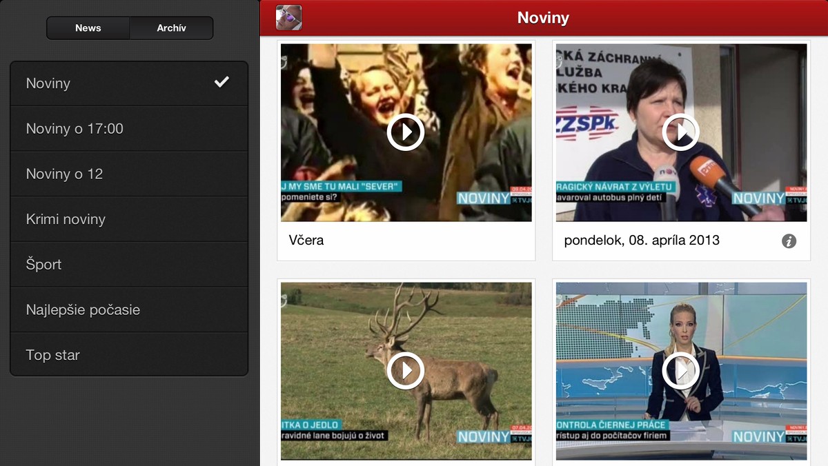 Aplikácia ponúka aj kompletný archív spravodajských relácií TV JOJ | Aplikácia NOVINY.SK